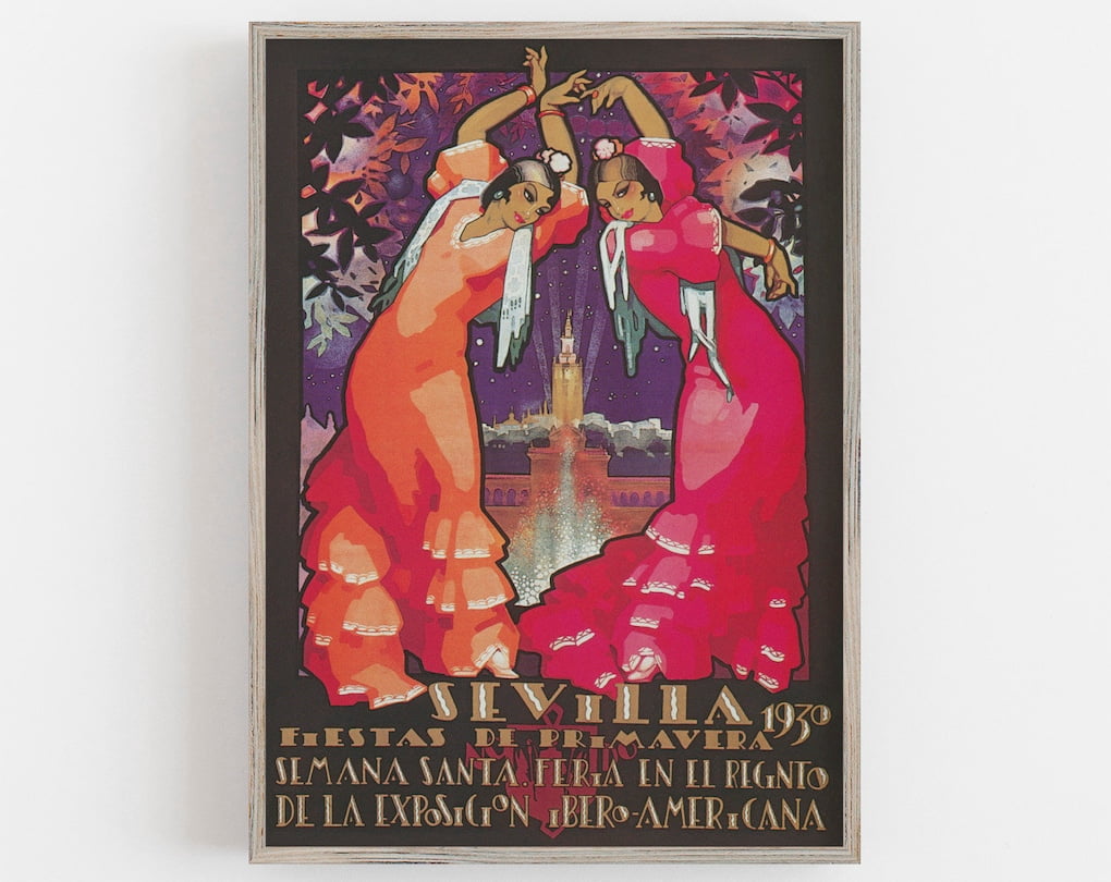 Sevilla Spain Print, Vintage Travel Poster, Fiestas De Primavera ...