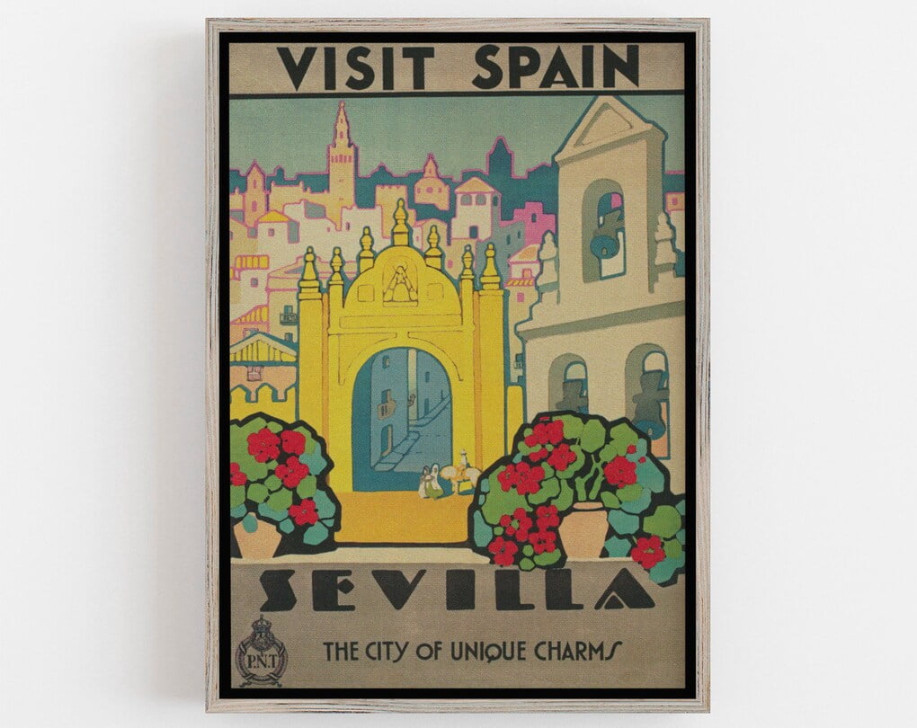 Sevilla Spain Print, Vintage Wall Art, Spain Travel Print, Spain Wall ...
