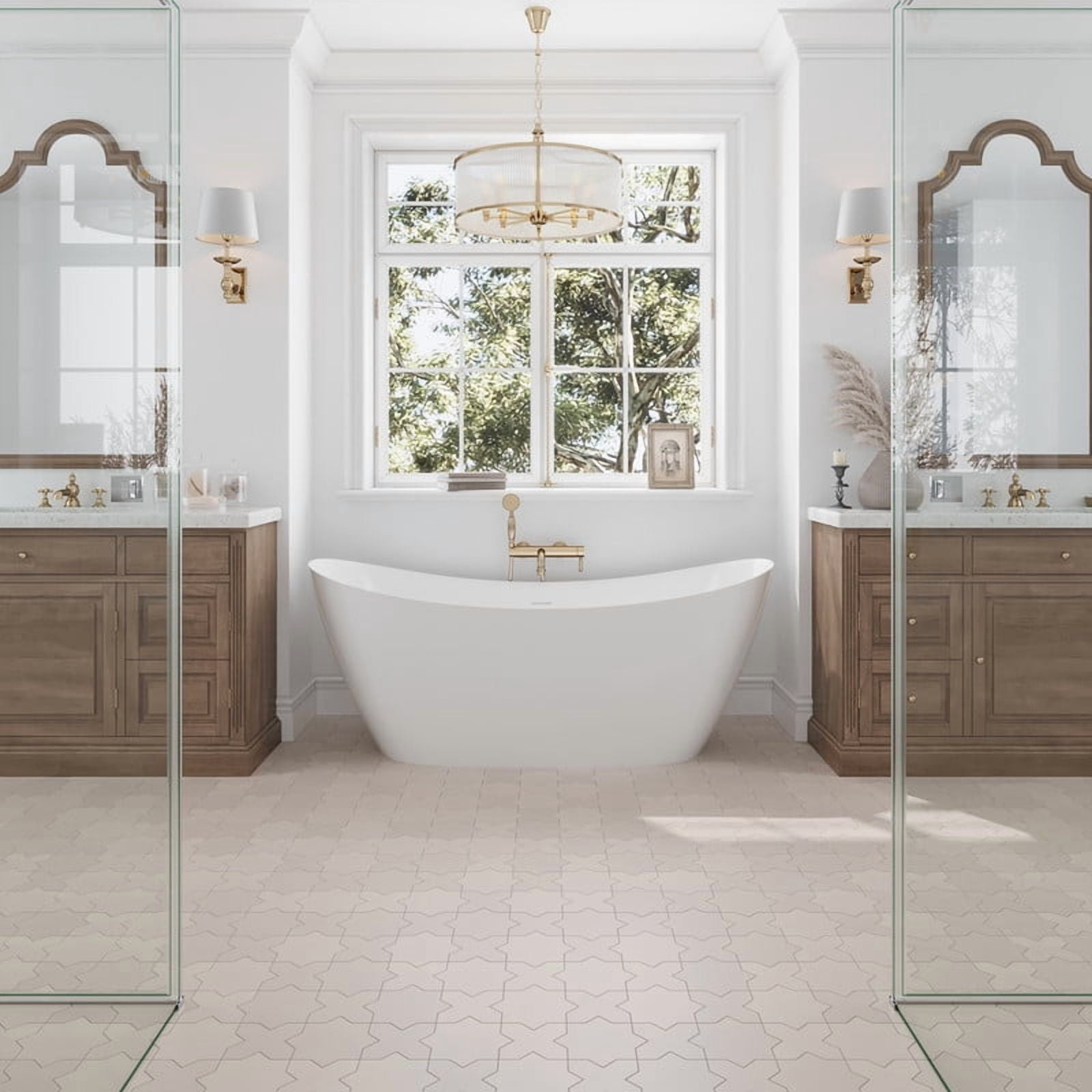 Seville 5 x 5 in. Matte Ecru Taupe Porcelain Cross Wall and Floor Tile ...