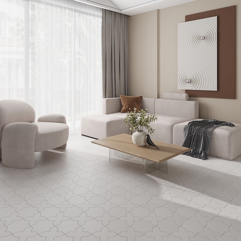 Seville 5 x 5 in. Matte Light Gray Porcelain Cross Wall and Floor Tile ...