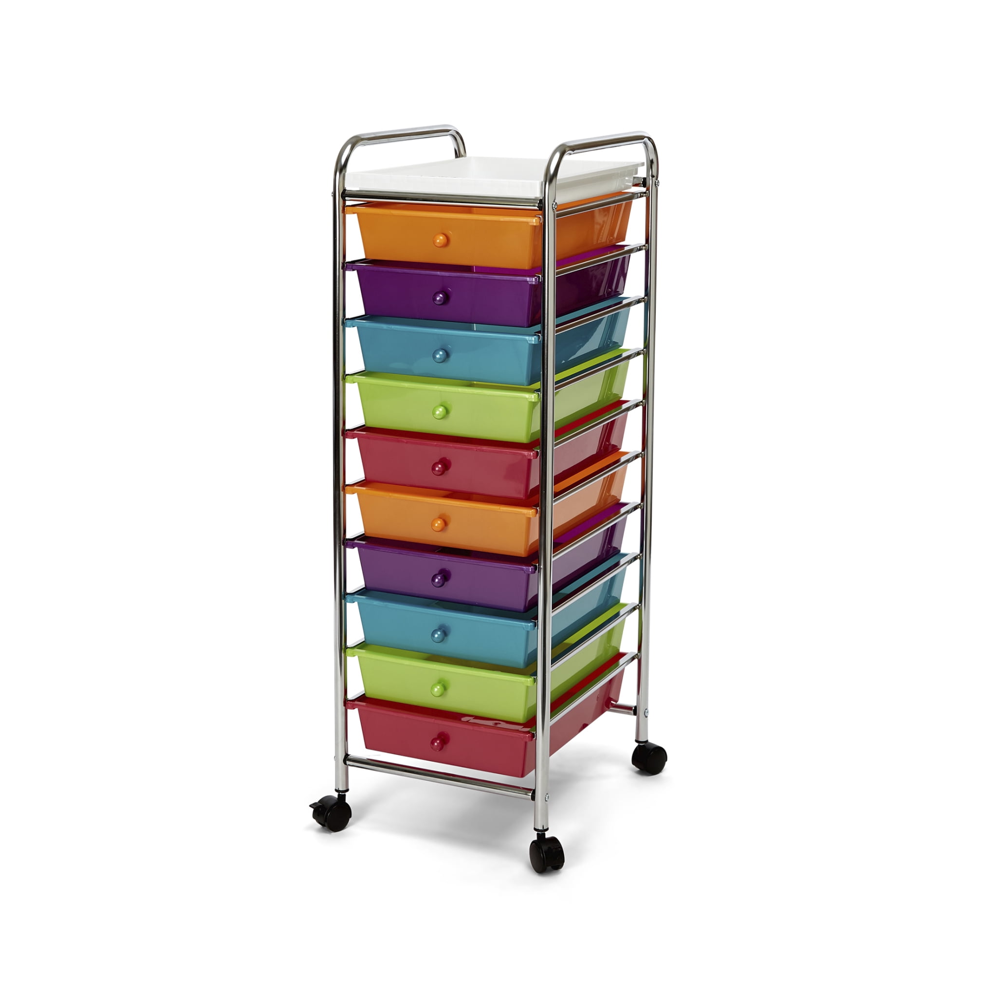 Seville Classics 10-Drawer Organizer Cart, Pearlized Multi-Color ...