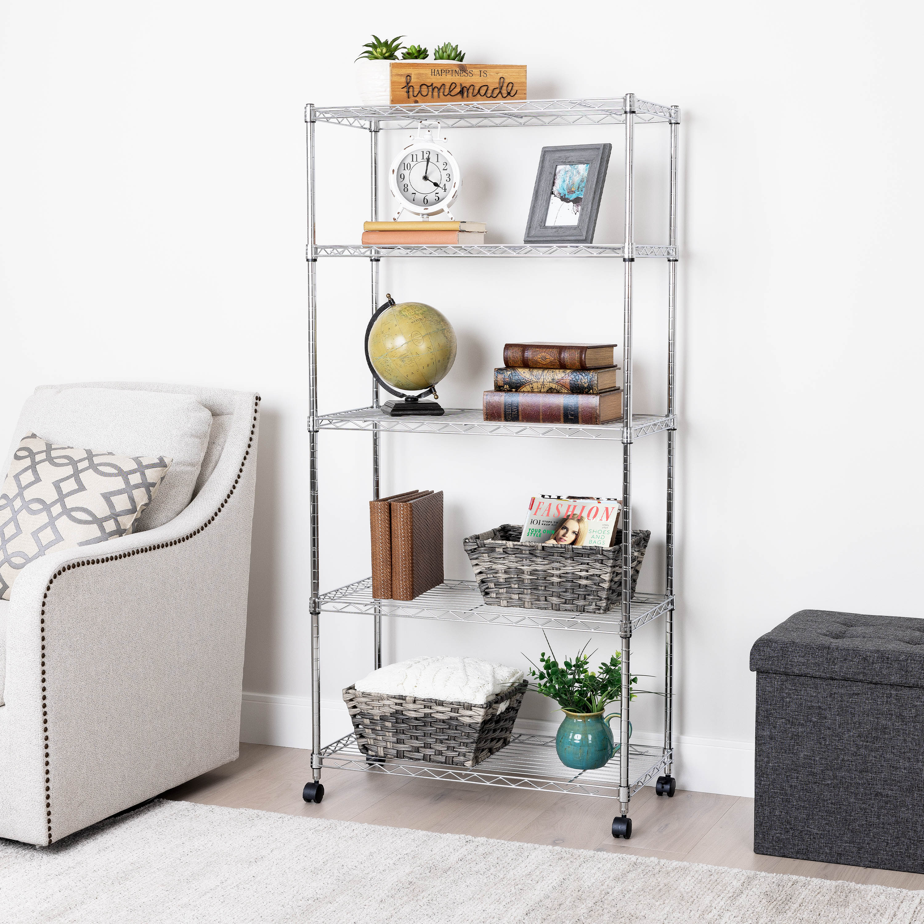 Honey Can Do 14" Anti-Slide Steel Screen for Shelving Unit, Chrome ...