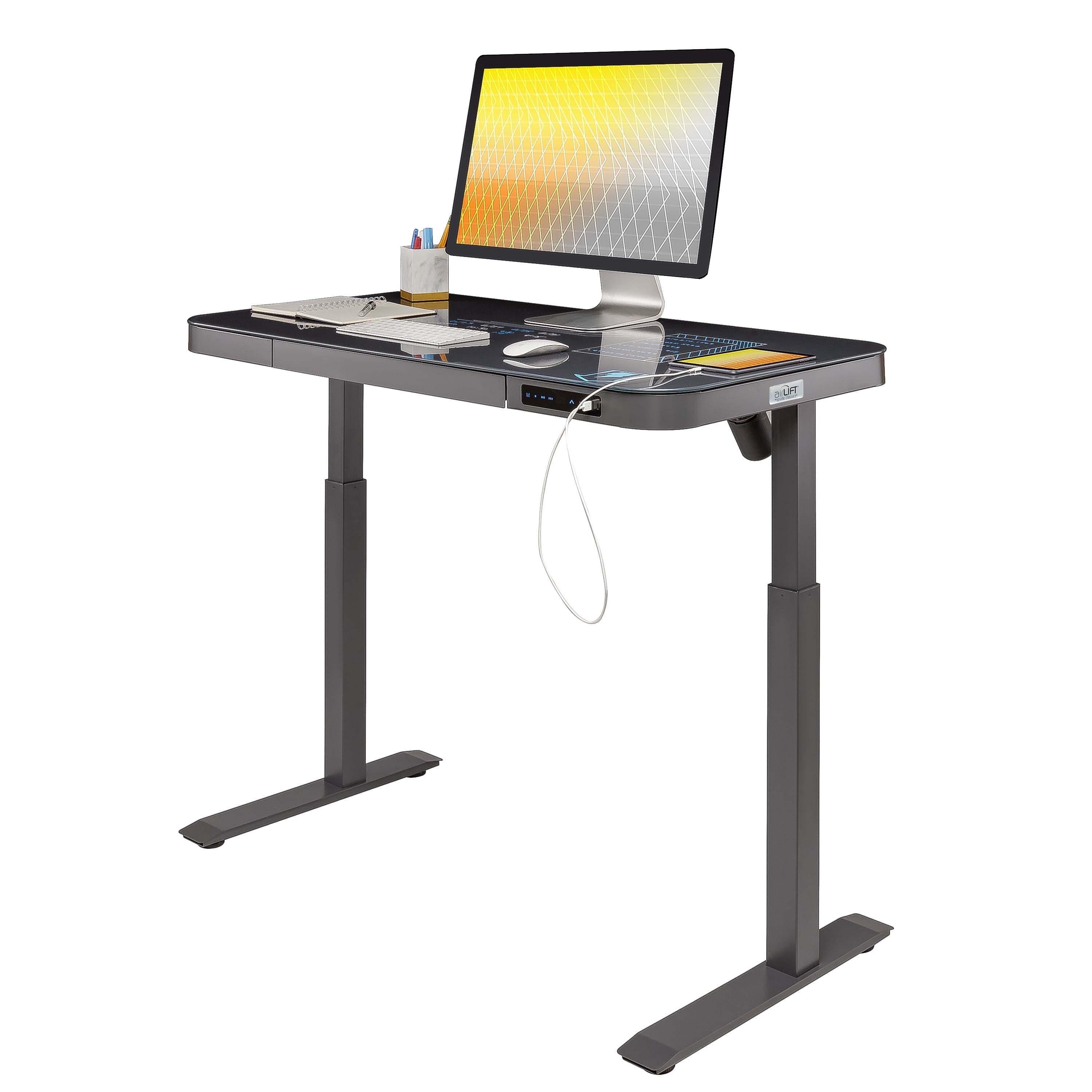 Seville Classics airLIFT® Electric Height Adjustable Desk with Tempered ...
