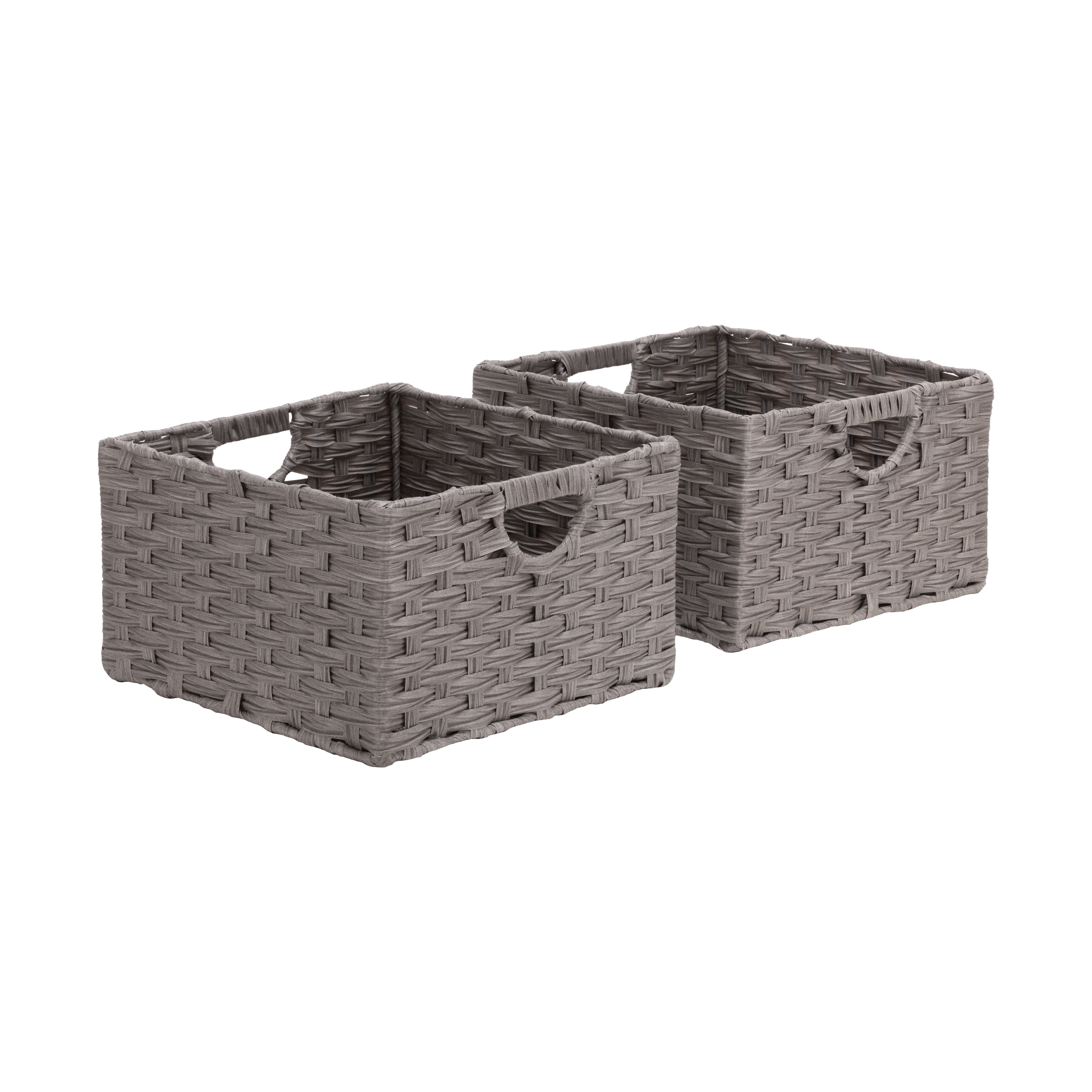 Seville Classics Foldable Handwoven Cube Storage Basket (2-Pack), Gray ...