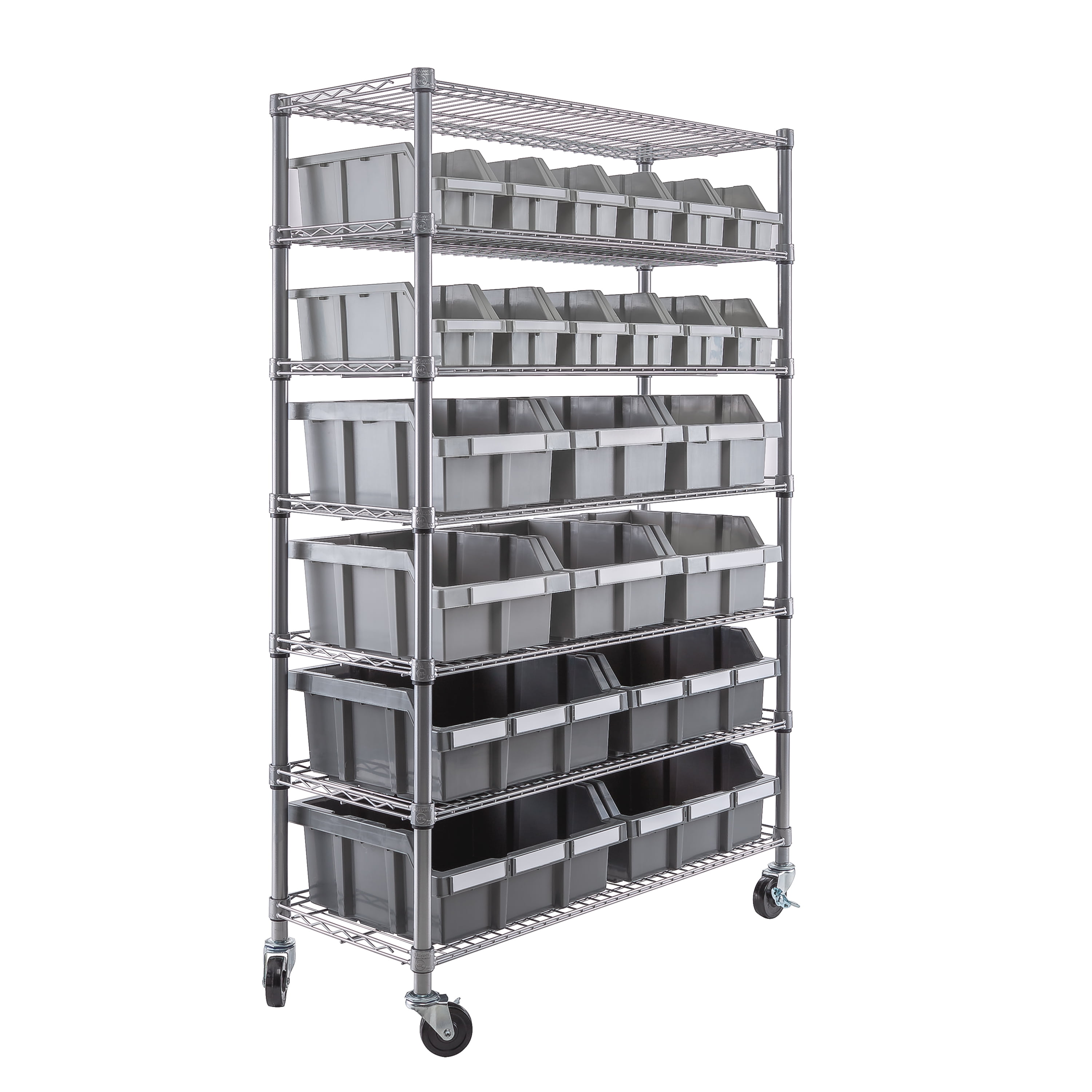Seville Classics 7-Tier NSF 21-Bin Rack, 36" W x 14" D x 56" H, Gray ...