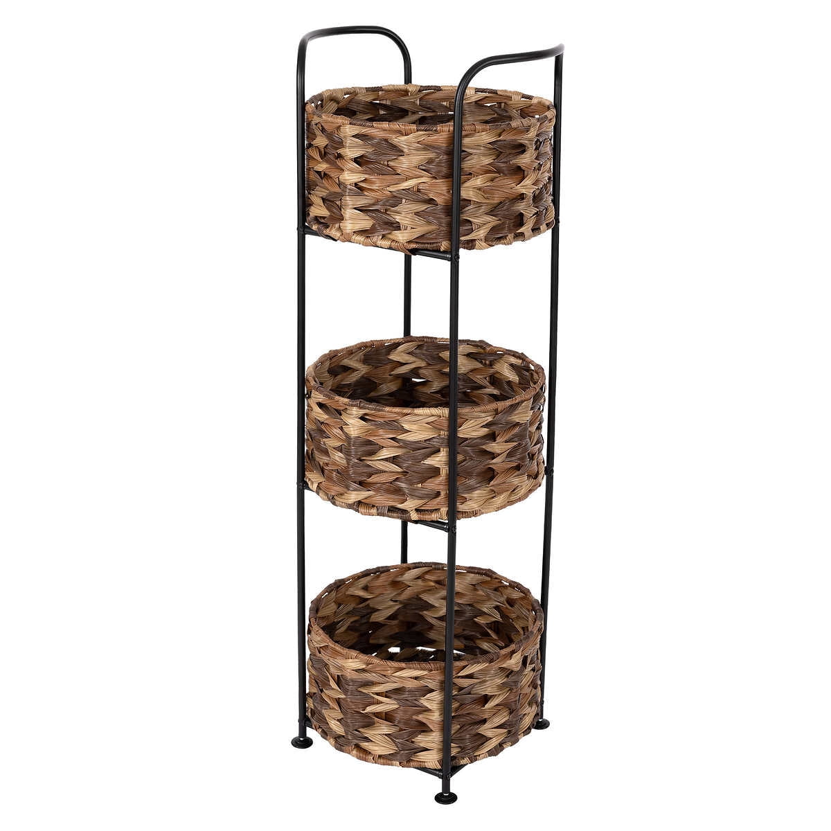 Seville Classics Storage Tower Hand-Woven Steel and Wicker Storage ...