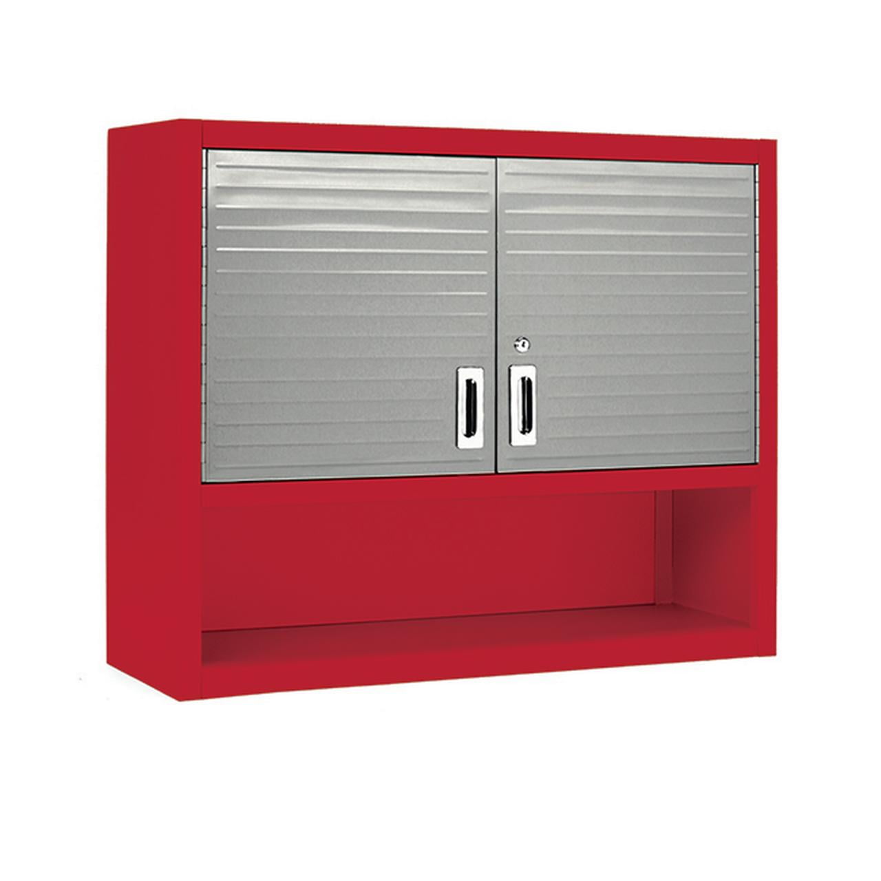 Seville Classics UltraHD Double Wall Cabinets with Open Shelf, Red ...
