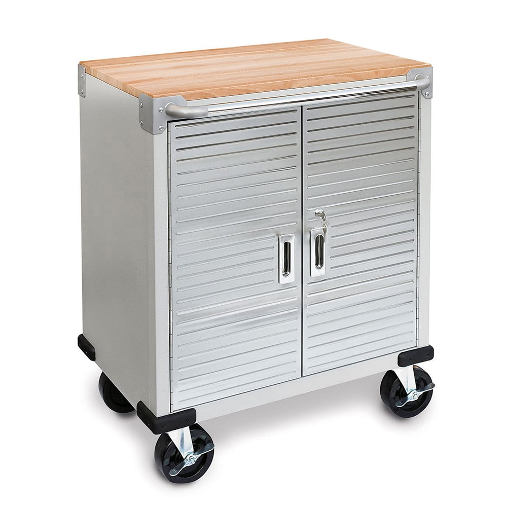 "Seville UltraHD Rolling Cabinet - Heavy-Duty Workbench with Wood Top ...