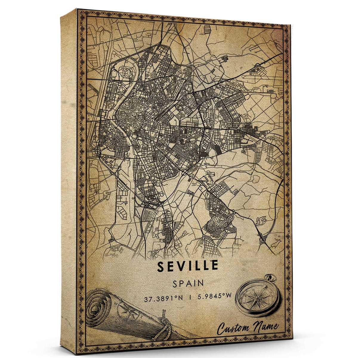 Seville Map Poster, Spain Map Art Poster, Canvas, Seville Map City ...