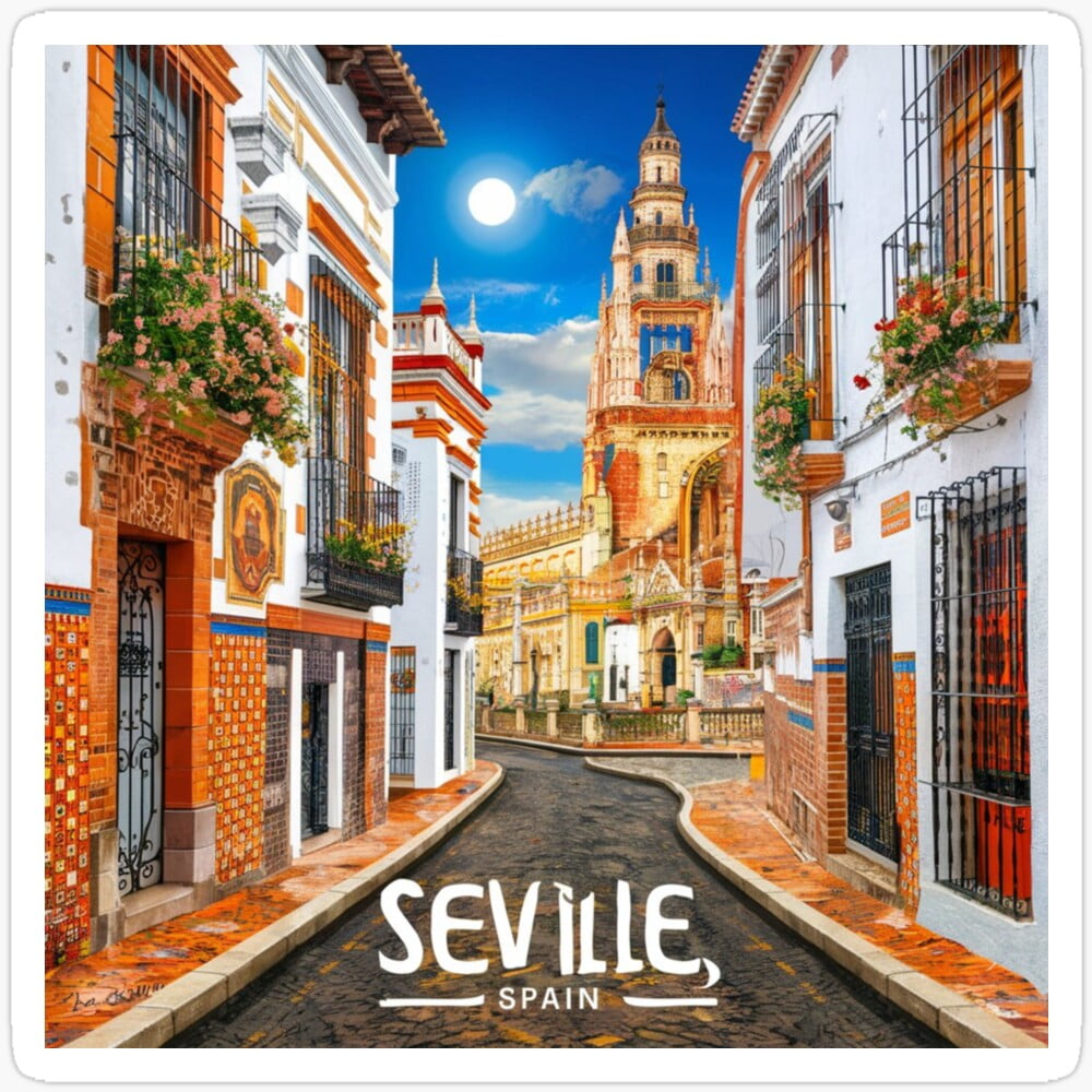 Seville, Spain Sticker Phone Decal Water Bottle Stickers Car Decals ...