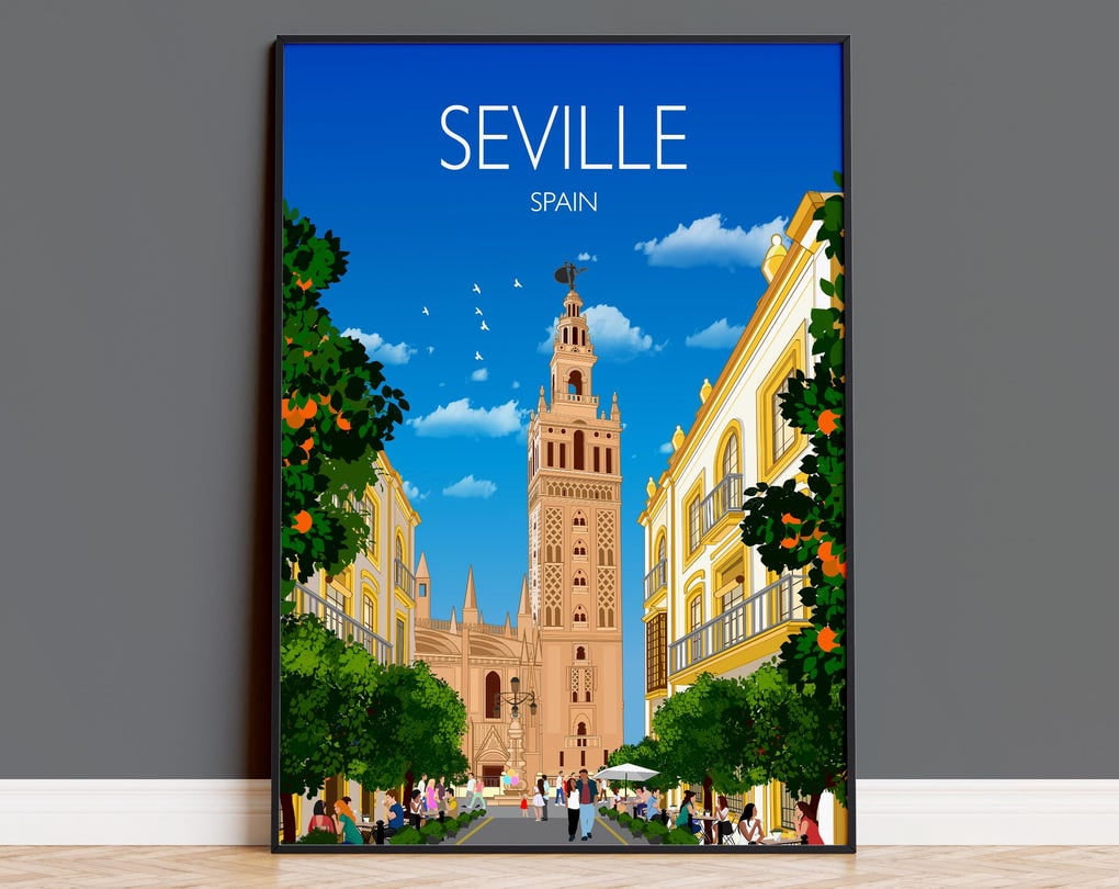 Seville Travel Poster, Travel Print Of Seville, Seville Poster Art ...
