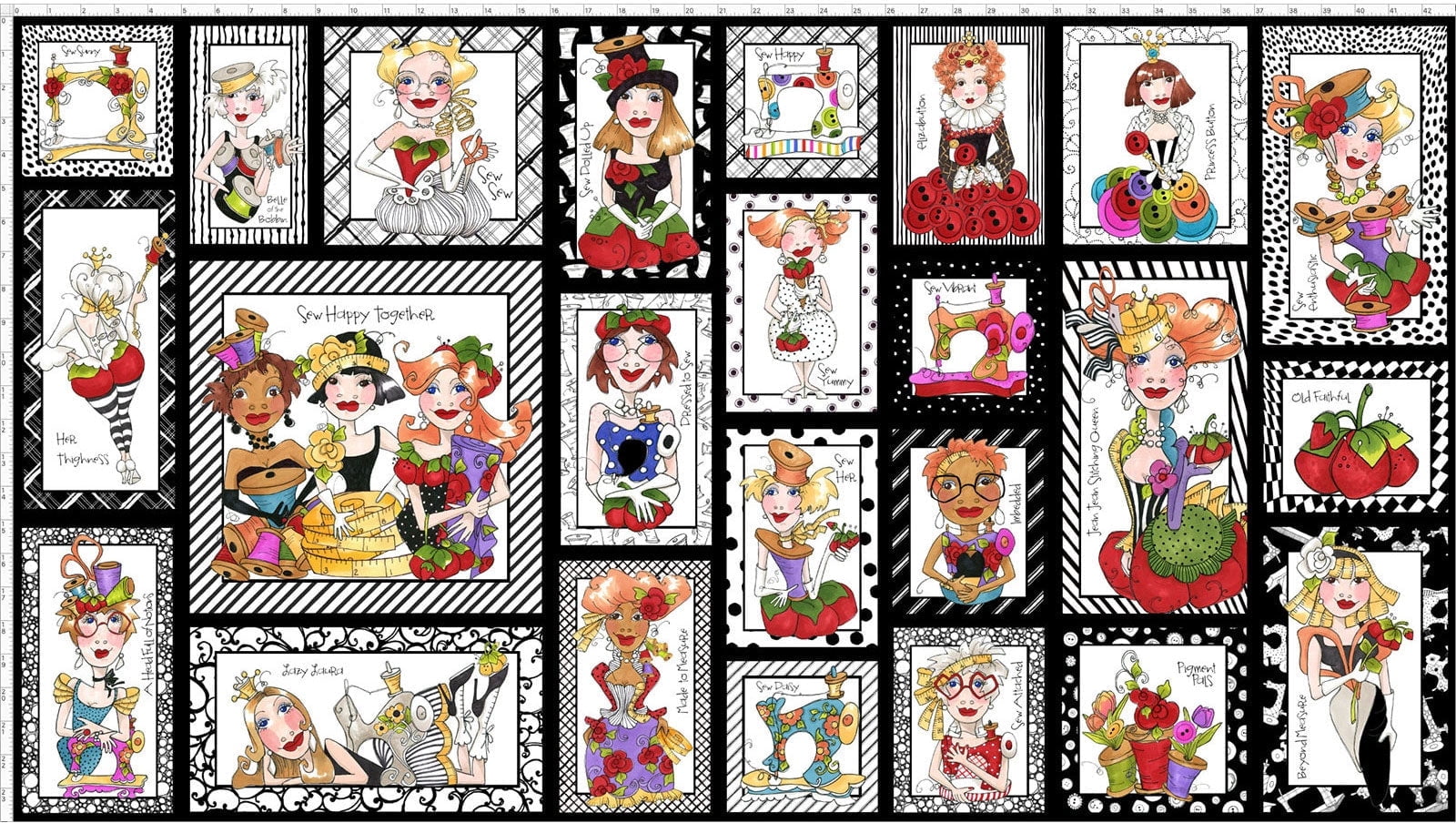 Loralie Designs 43" Cotton Sew Curious Sewing & Craft Fabric 0.58 yd ...