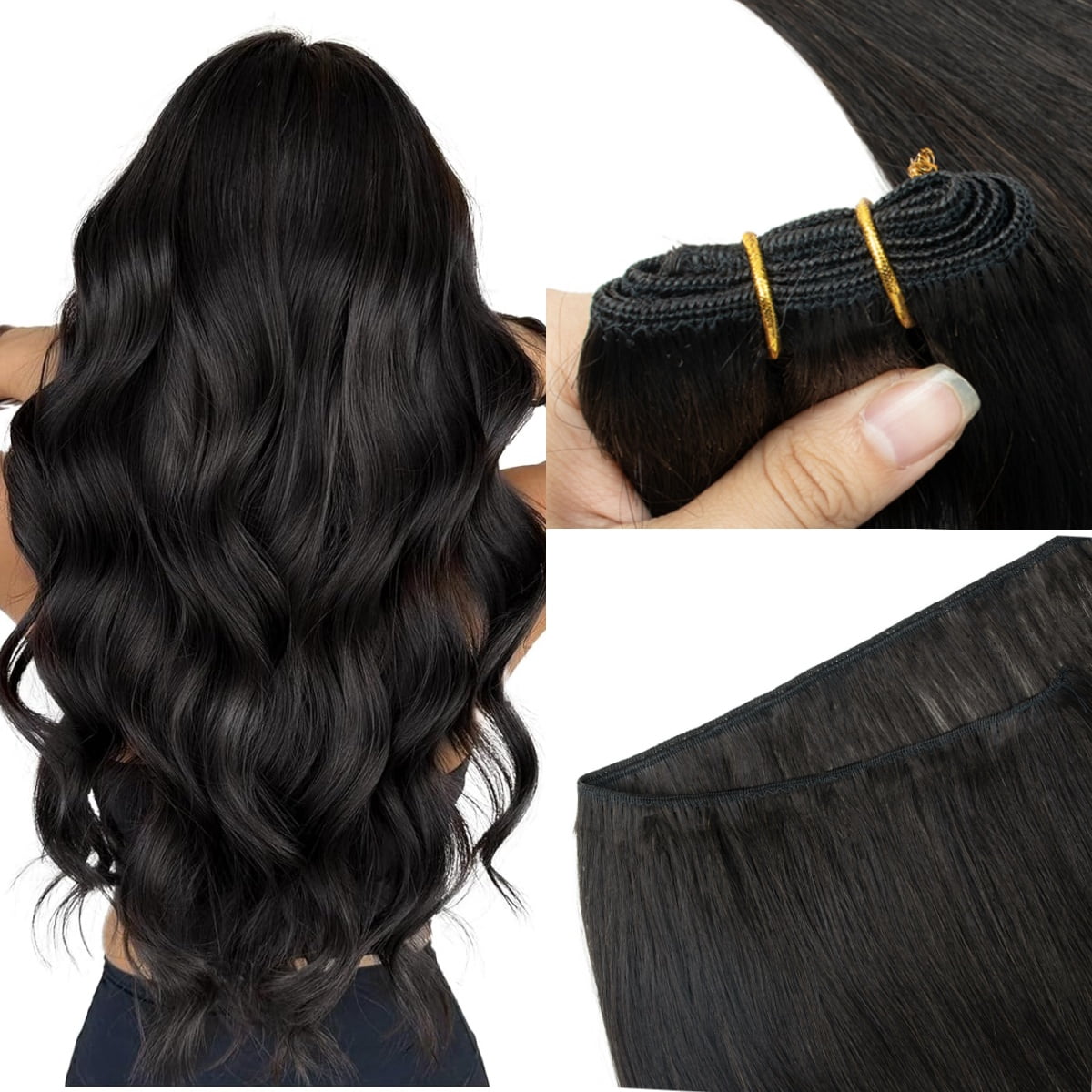Sew In Hair Extensions Natural Black Real Human Hair 22In 50g Double ...
