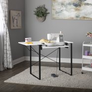 Costway White Folding Sewing Craft Table with Storage, Solid Wood ...