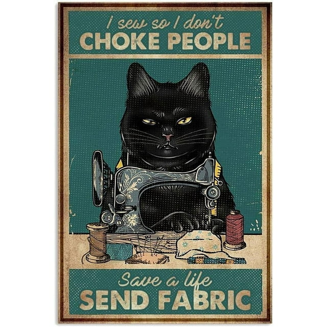 Sew So I Don't Choke People Save A Life Send Fabric Funny Retro Metal ...