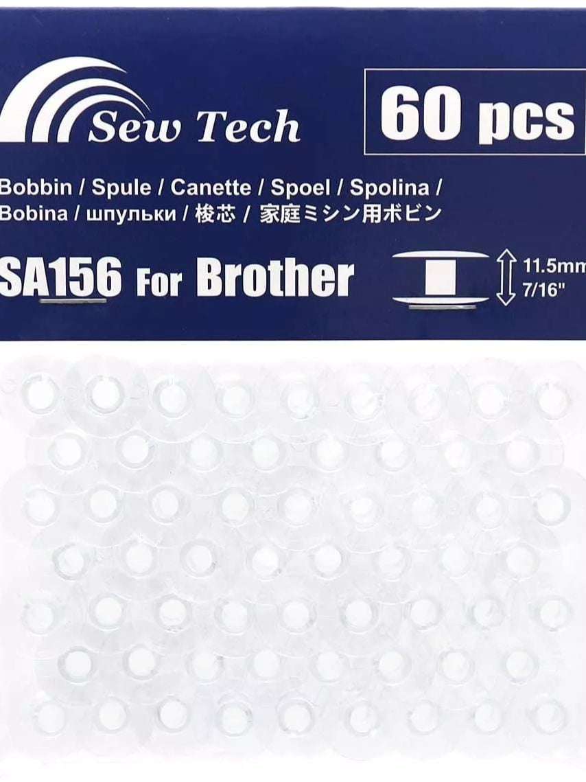 Sew Tech 60pcs SA156 Bobbins for Brother Sewing Machine HC1850 ...