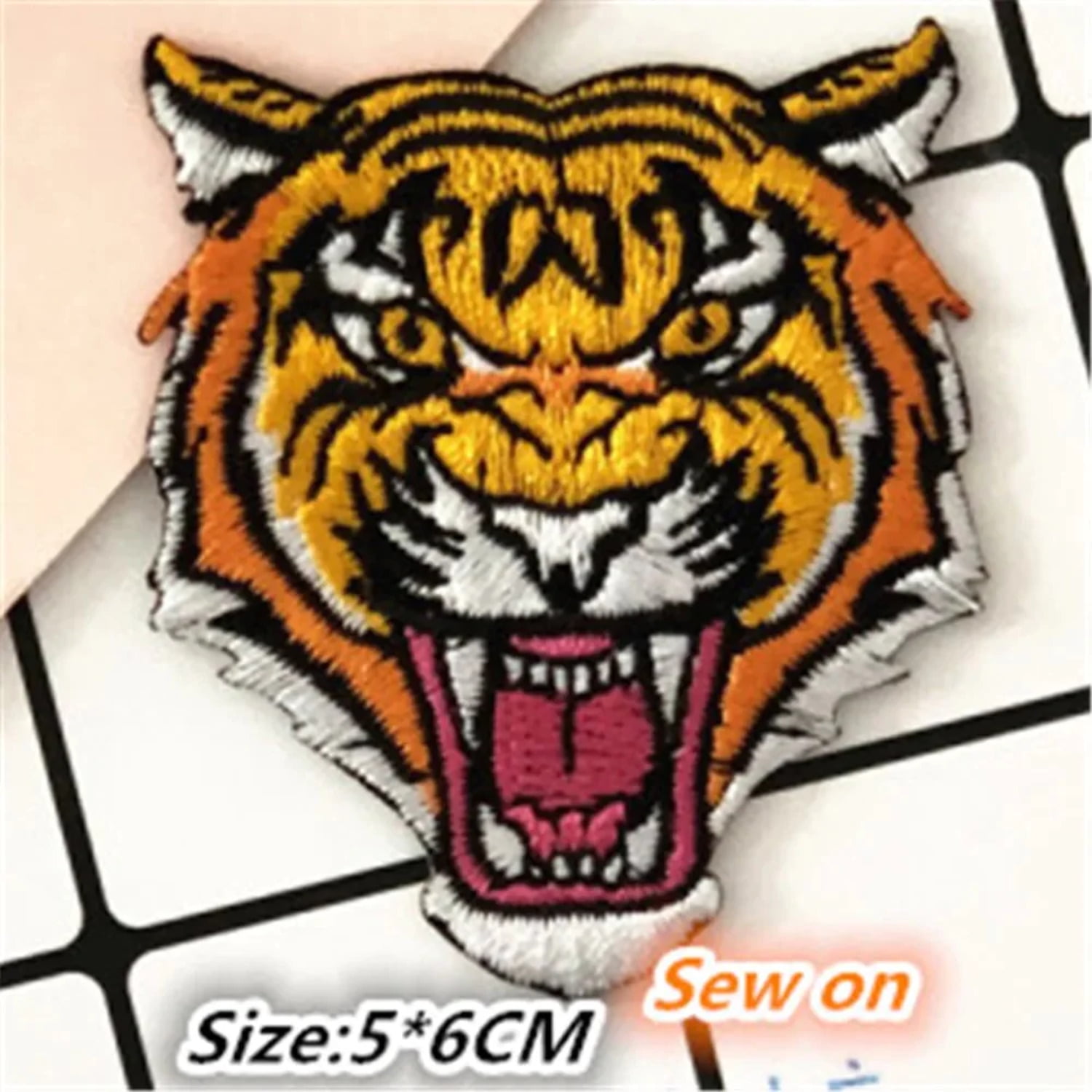 Sew on Clothes Embroidery Patches Tiger head Badges T-shirt Down Jacket Beautify Patches DIY ...