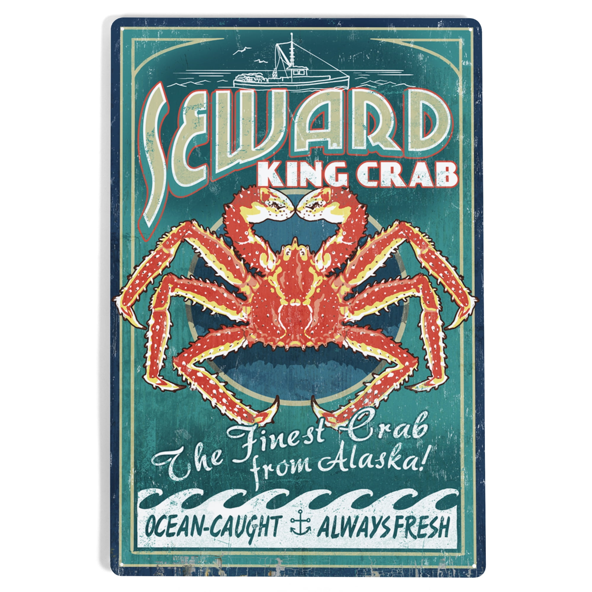 Seward, Alaska, King Crab Vintage Sign (12x18 Aluminum Art, Indoor ...