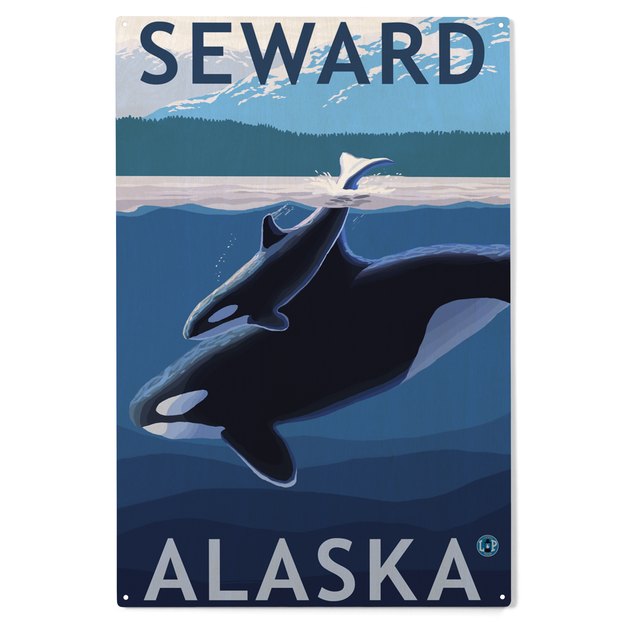 Seward, Alaska, Orca and Calf Birch Wood Wall Sign (10x15 Rustic Home ...