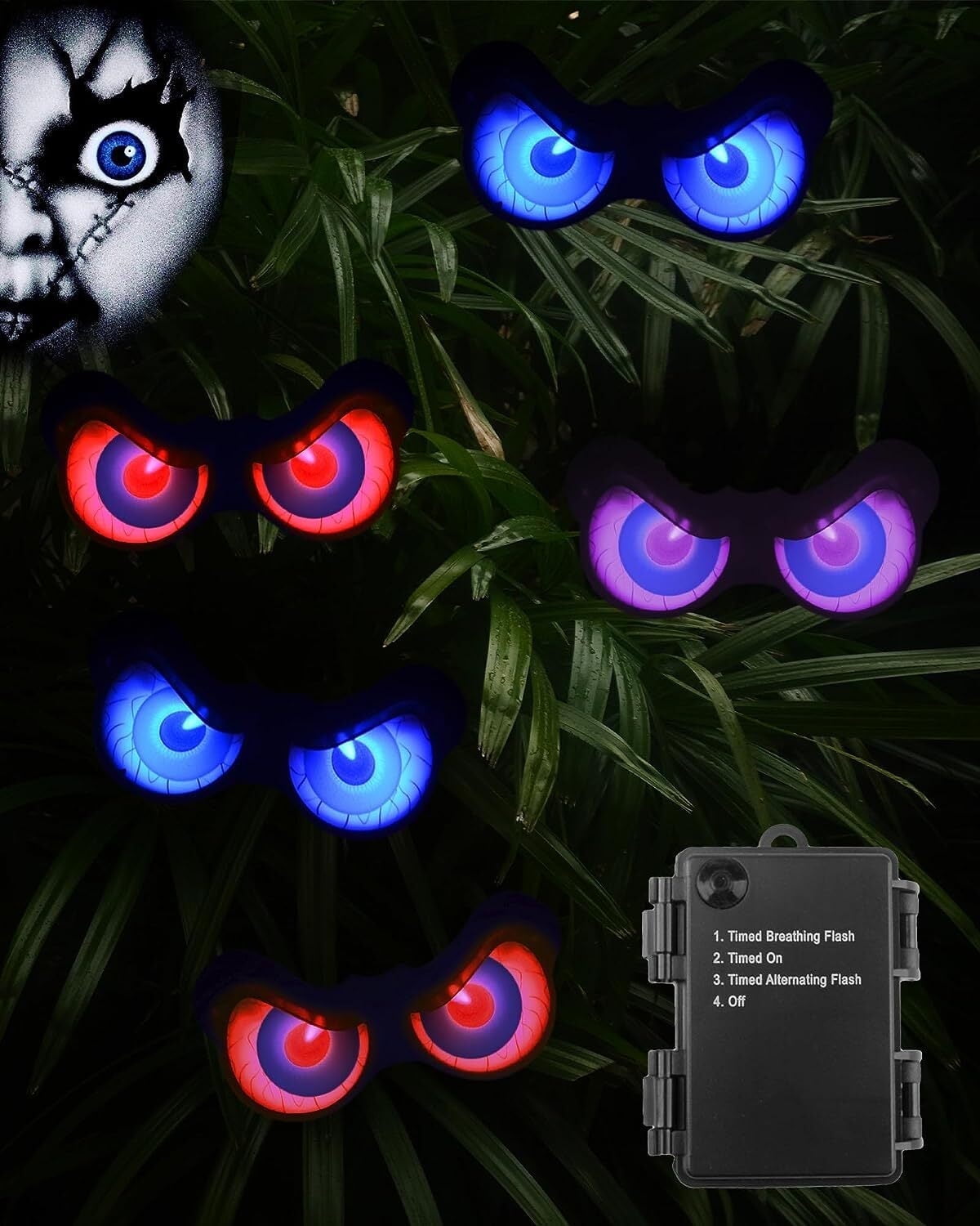 Sewawe Halloween Flashing Peeping Eyes, Spooky Animated LED Eyes ...