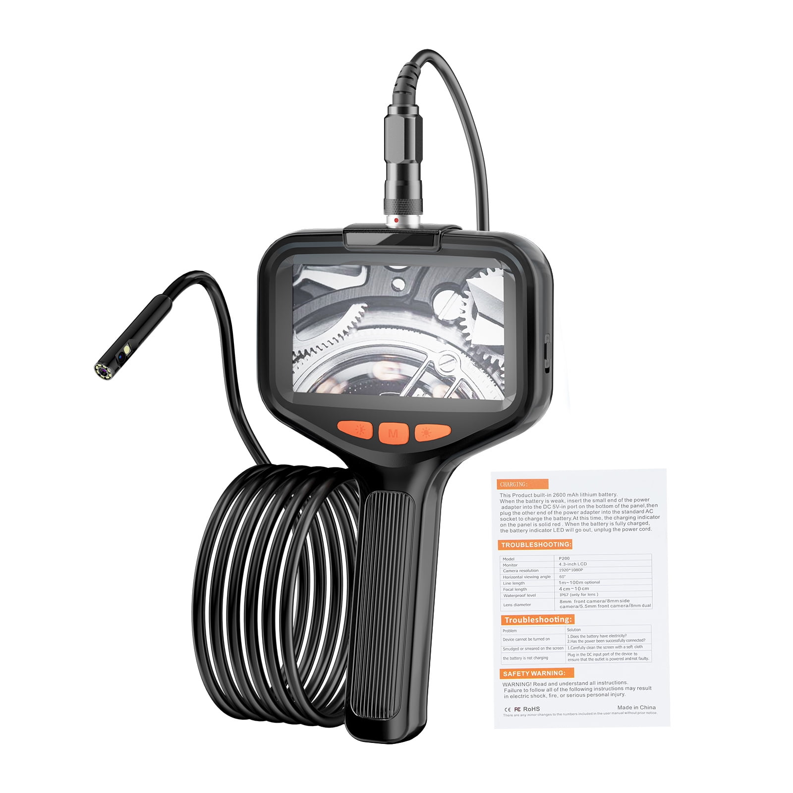 ,Sewer Camera 10m/32.8ft Borescope 8 1 Cable Sewer 1080p Borescope ...