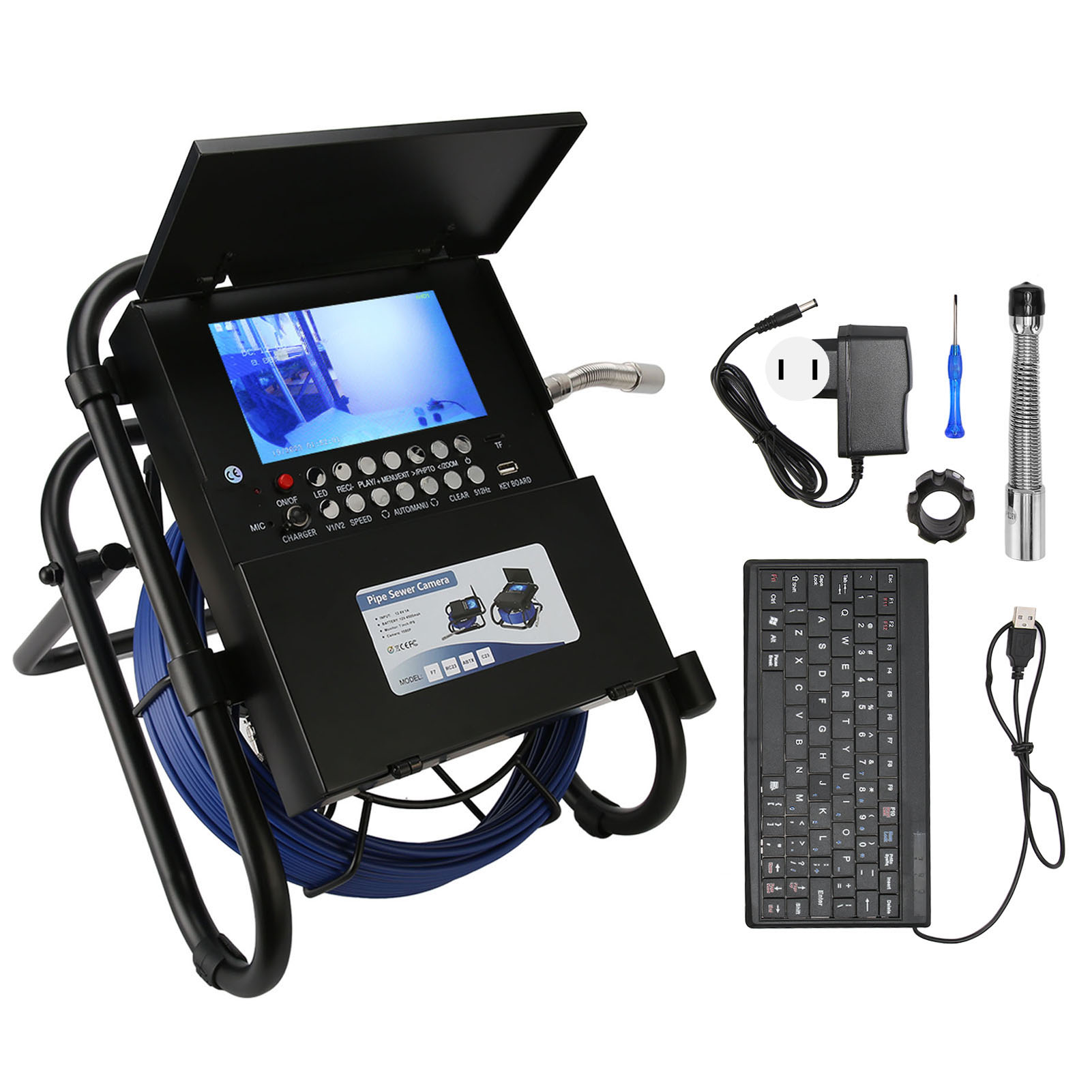 Sewer Camera 7in IPS Display 1080P Real Time Video IP68 Waterproof Pipe ...