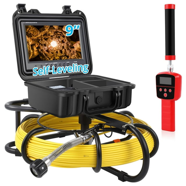 Sewer Camera Self Leveling 165ft/300FT Snake Camera with 9" HD Screen ...