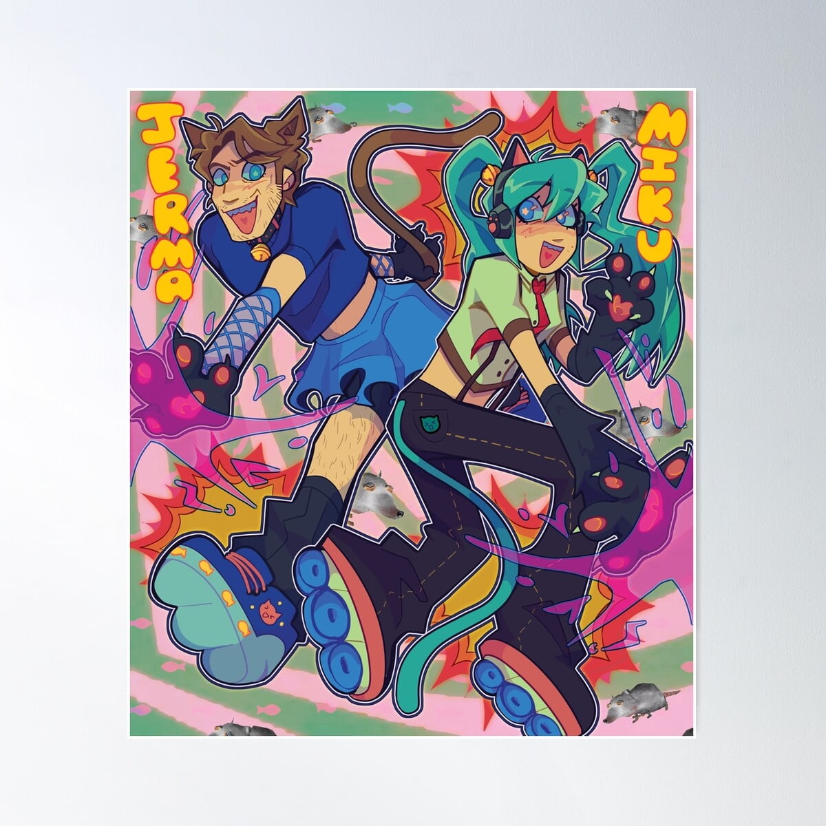 Sewer Cats Jermiku Poster Wall Art, Modern Wall Decor For Living Room ...