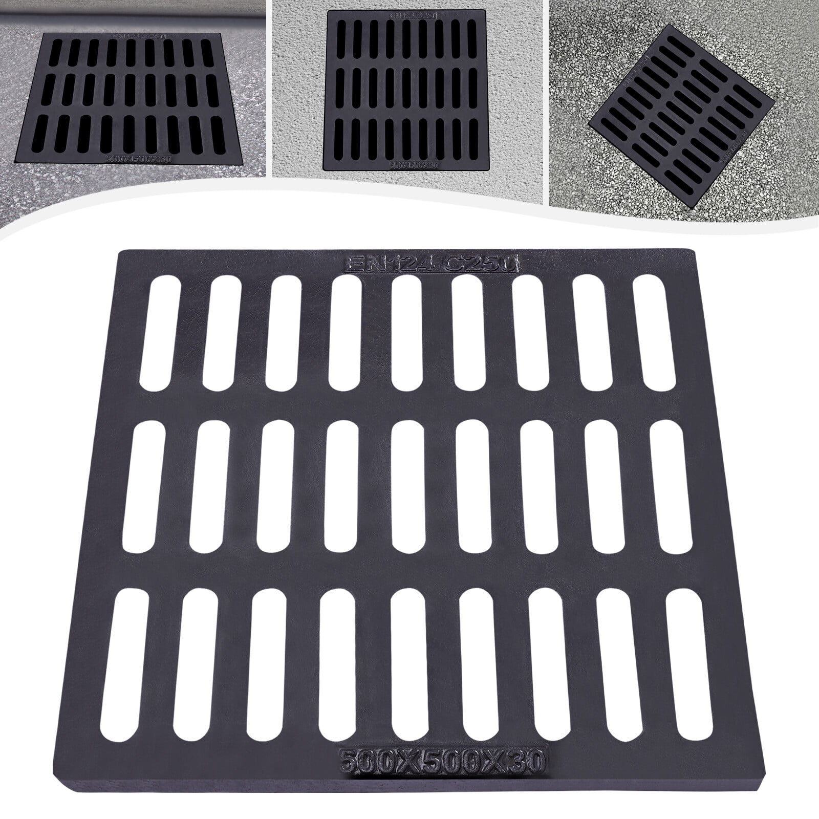 Sewer Drainage Grilles Channels Strainers Cover Black Cast Iron Drain ...