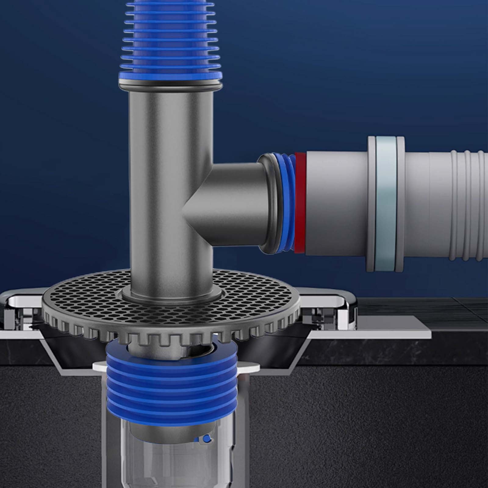 Sewer Drainage Hose with Floor Connector and Odor Overflow Adapter for ...