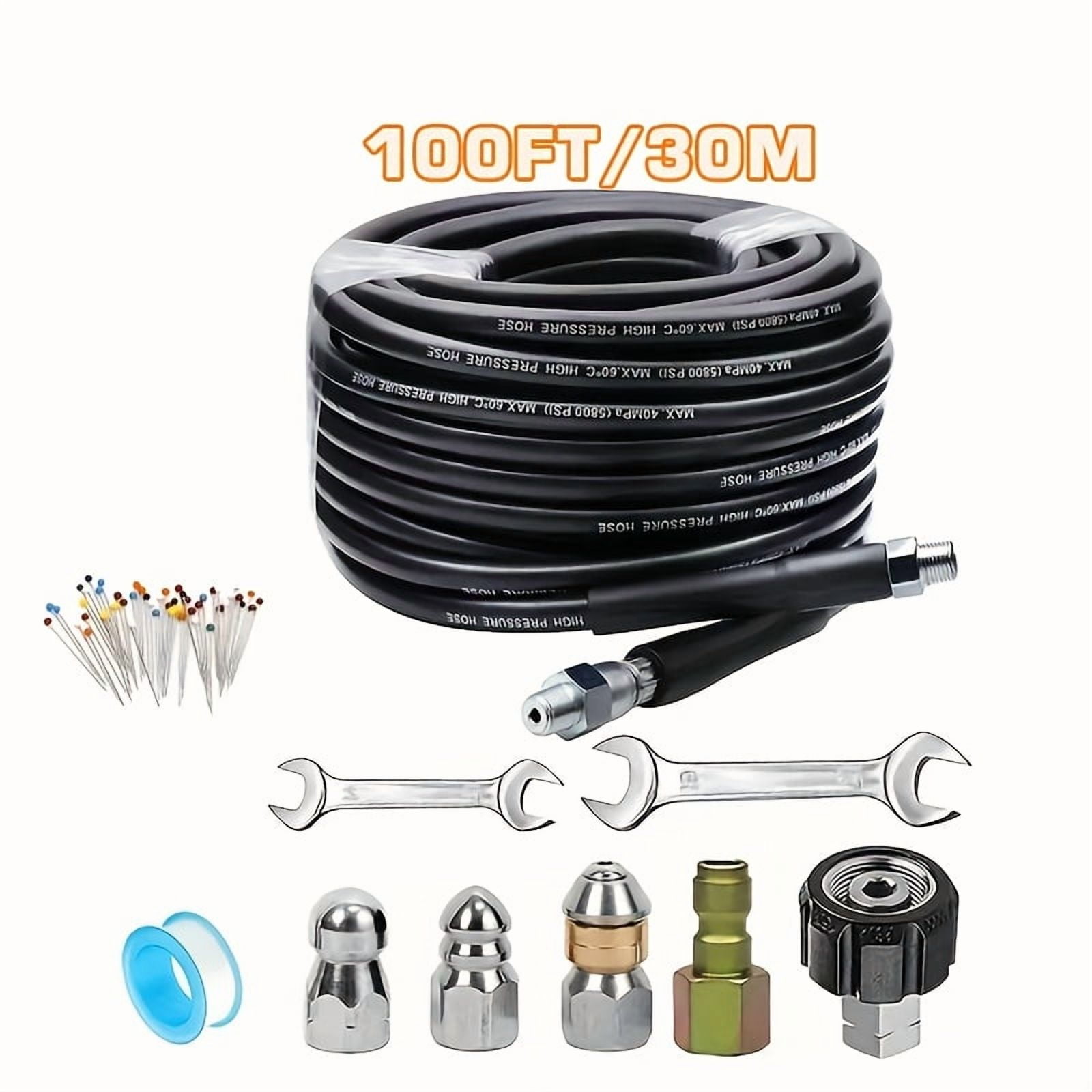 Sewer Jet Kit for Pressure Washer 100ft/50ft, Newest 5800PSI Drain ...