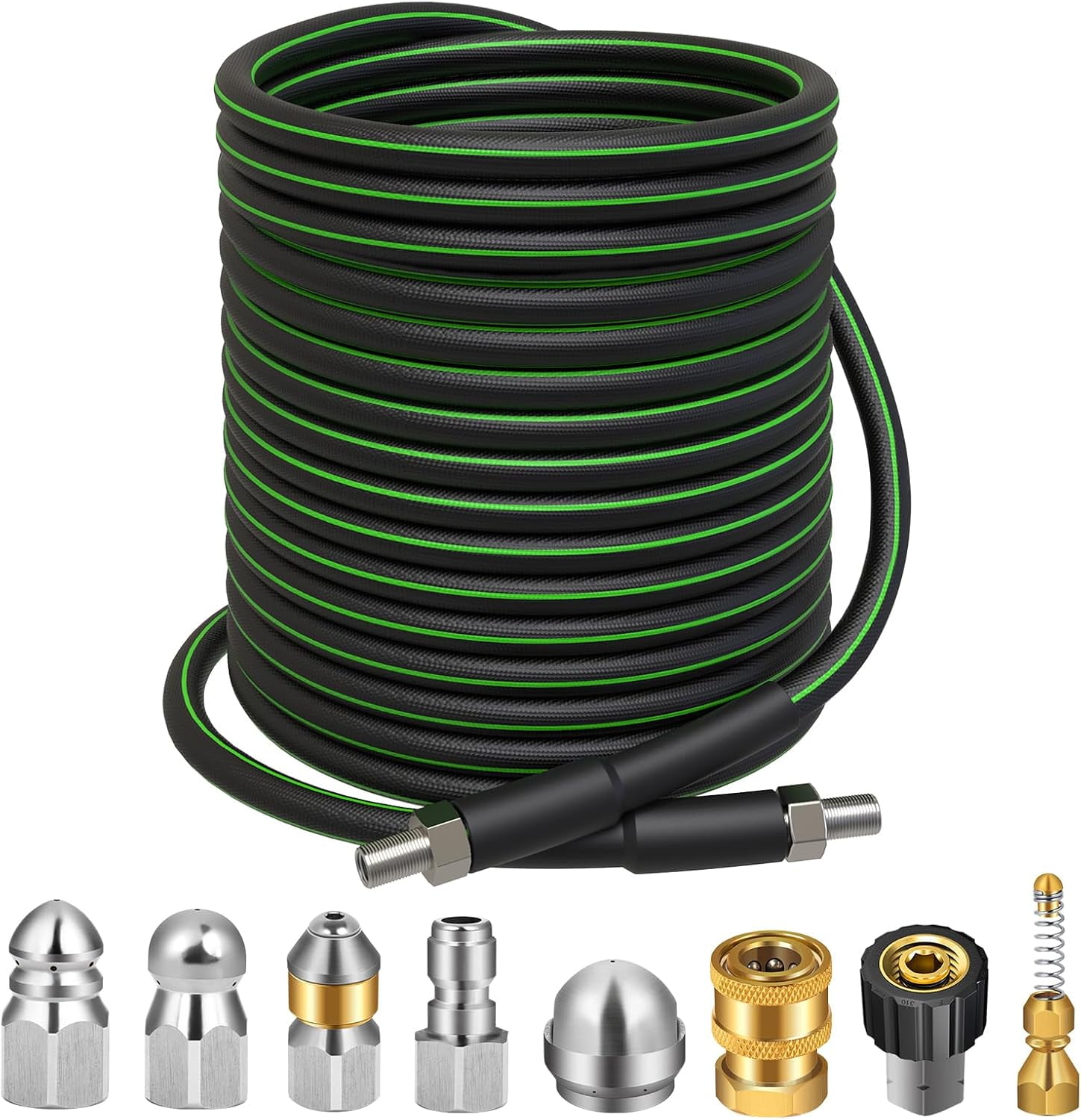 Sewer Jetter Kit for Pressure Washer 100 FT, 5800 PSI Pressure Drain ...