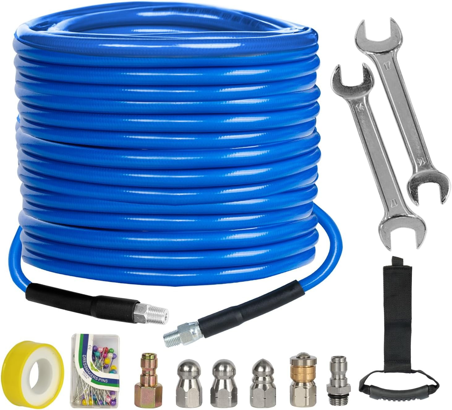 Sewer Jetter Kit for Pressure Washer 100FT, 4000 PSI Drain Cleaner Hose ...