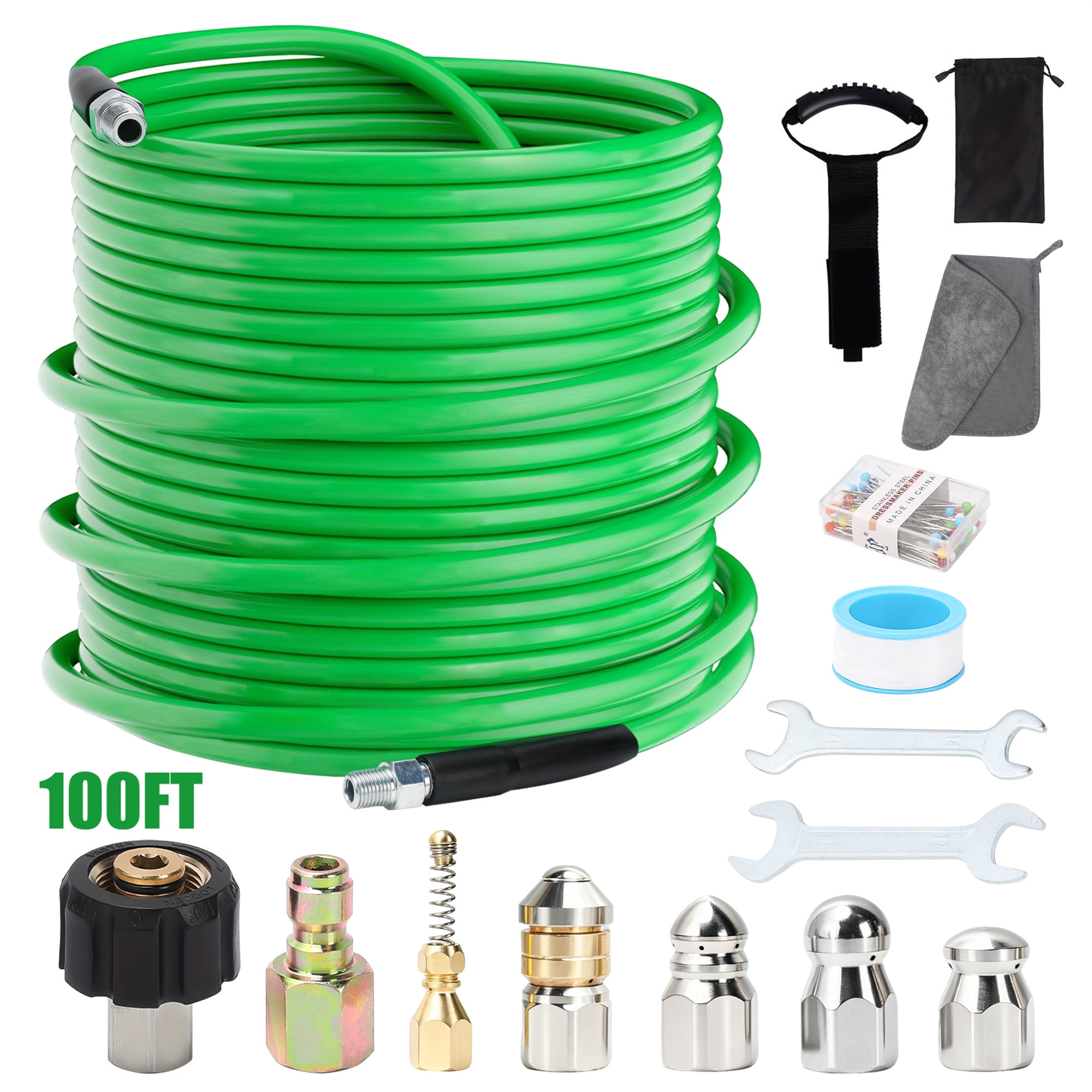 Sewer Jetter Kit for Pressure Washer, 100FT High Pressure Drain ...