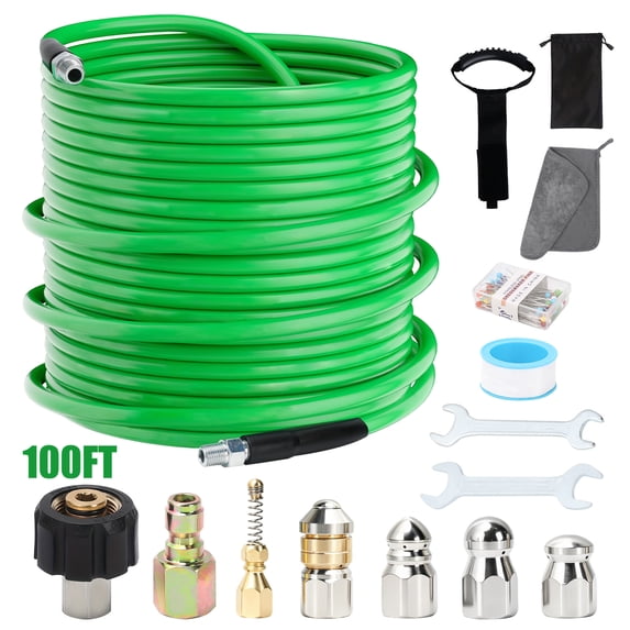 Sewer Jetter Kit for Pressure Washer, 100FT High Pressure Drain ...