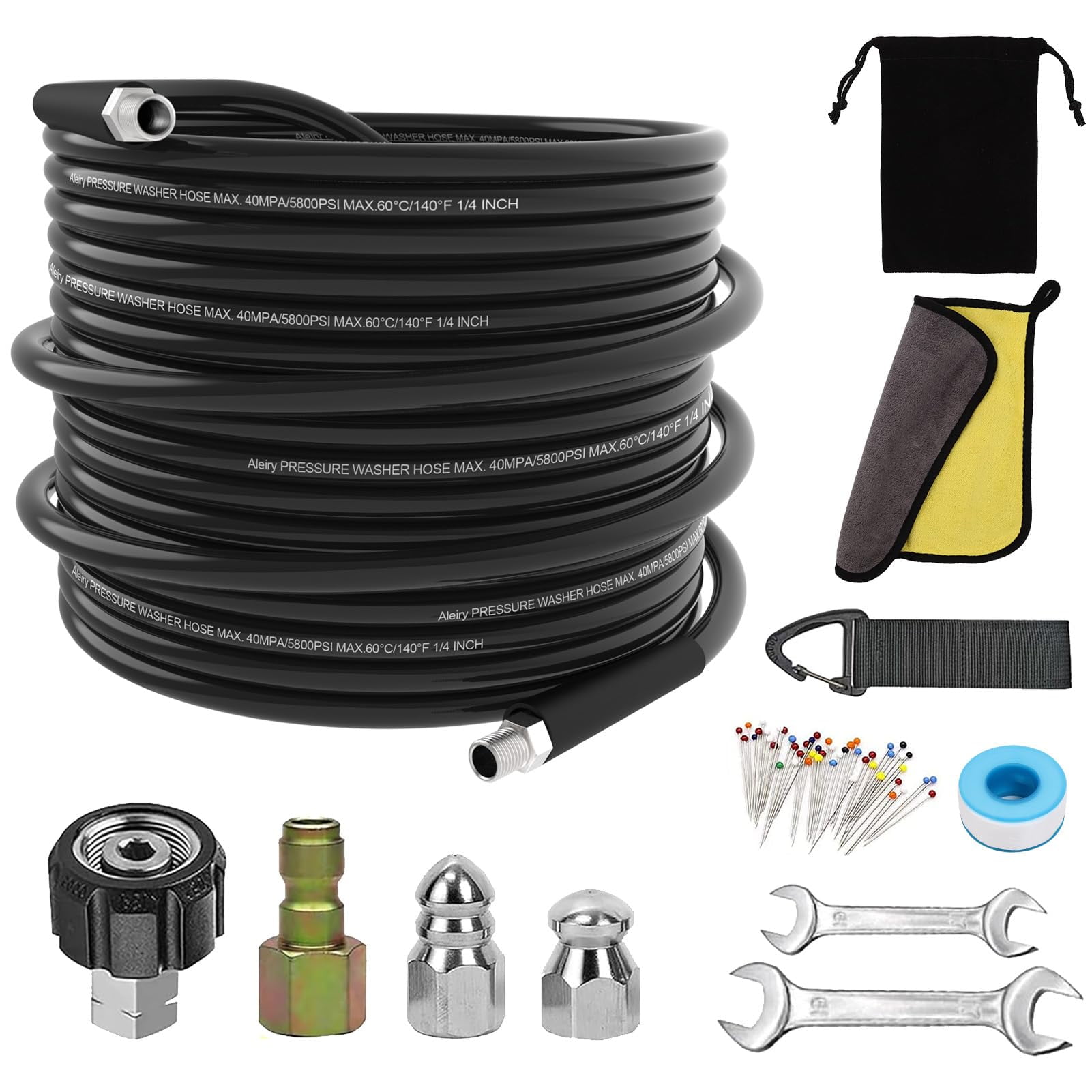 Sewer Jetter Kit for Pressure Washer,Water Jet Drain Cleaning Hose with Corner Rotating Button ...
