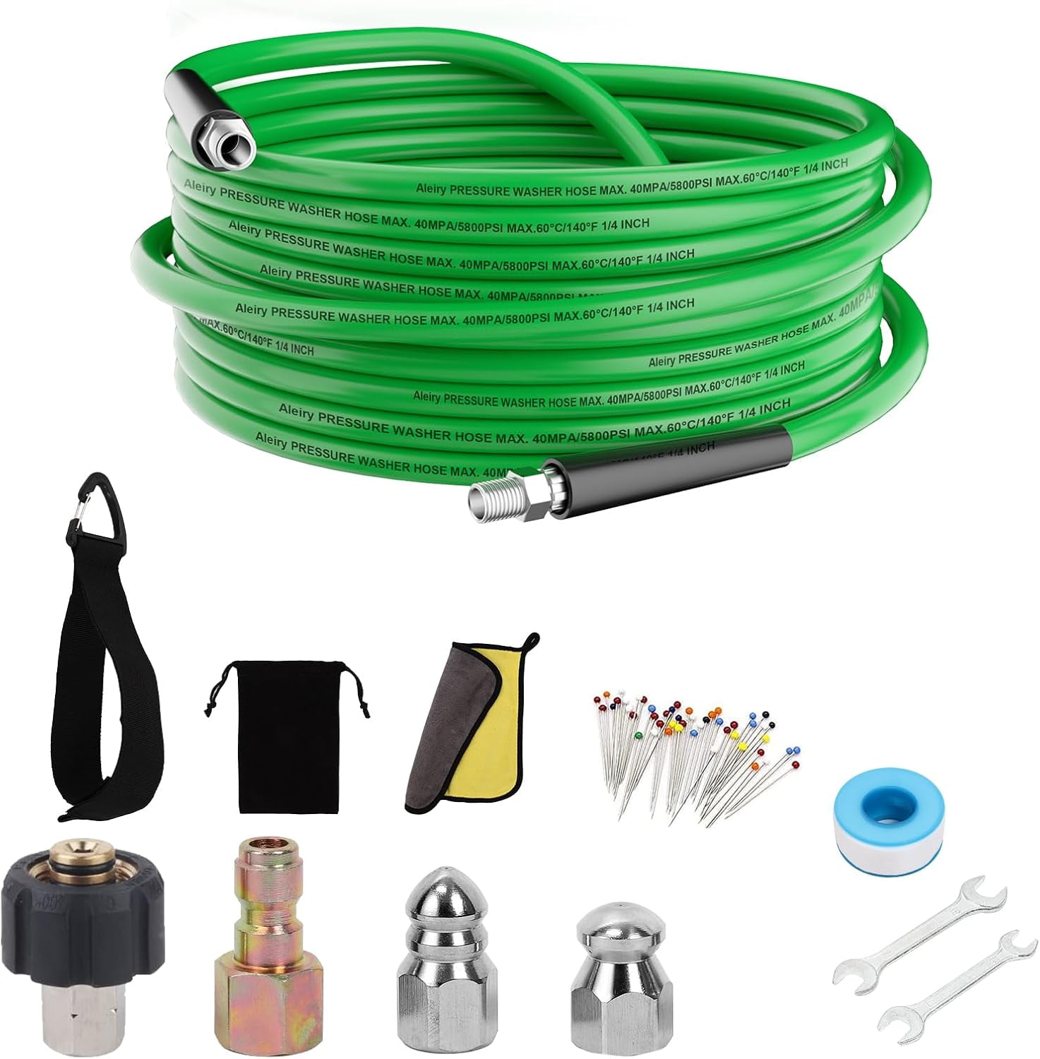 Sewer Jetter Kit for Pressure Washer,Water Jet Drain Cleaning Hose with Corner Rotating Button ...
