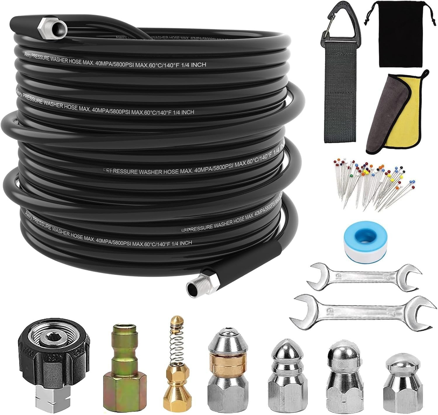 Sewer Jetter Kit for Washer,Water Jet Drain Cleaning Hose with Corner ...