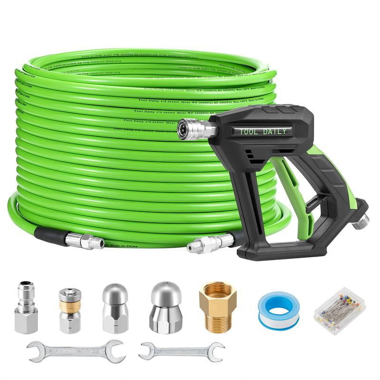 Sewer Jetter Kit for Power Washer 100 FT Heavy Duty Hose,Short Spray ...