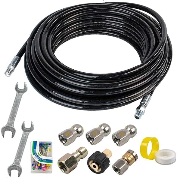 Sewer Jetter Kit for Pressure Washer, 50 FT 1/4 Inch NPT Drain Cleaning ...