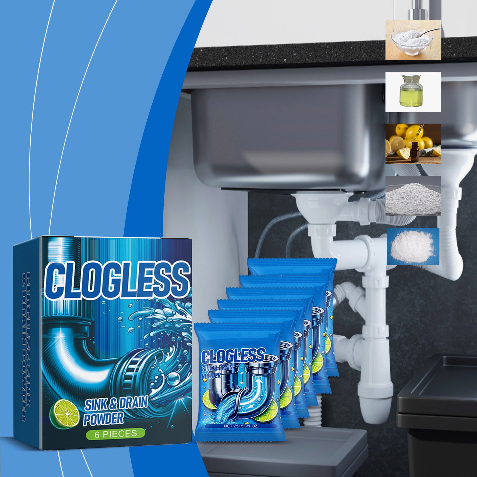 Sewer Unblocking Agent, Drainage Pipe Powder, Powerful Sink Drain ...