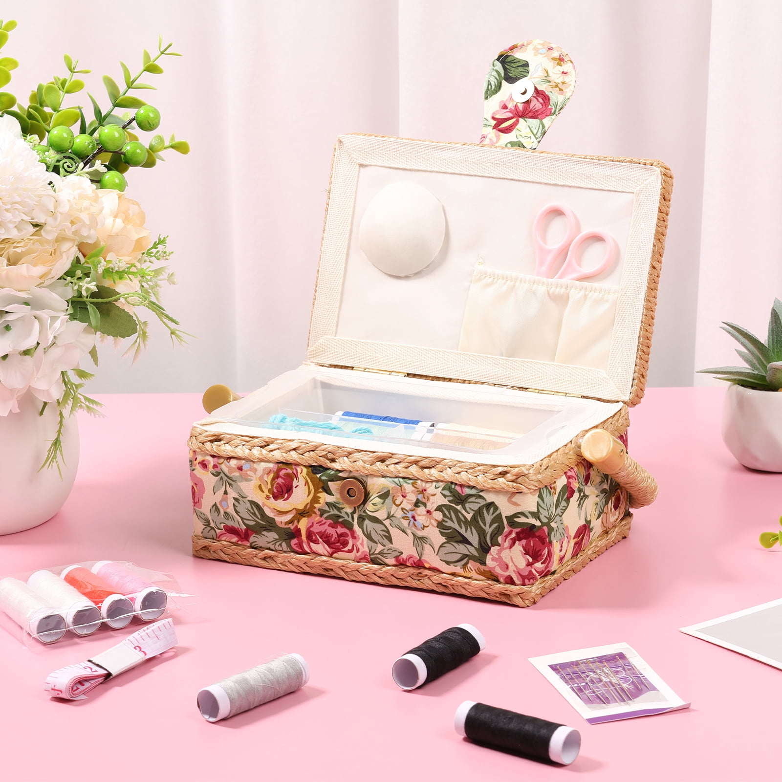 Sewing Basket Large Capacity Sewing Basket Organizer with Inside Pocket ...