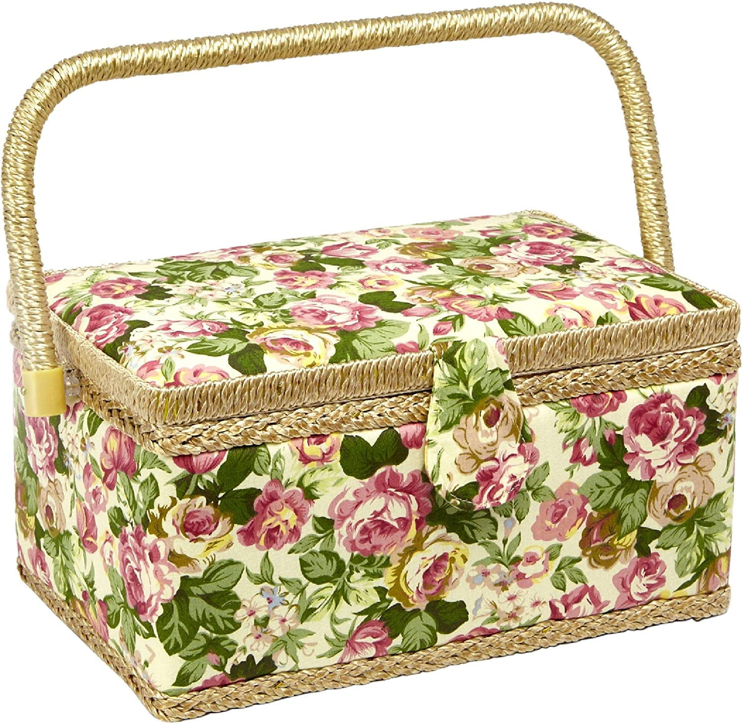 Sewing Basket with Rose Floral Print Design- Sewing Kit Storage Box ...