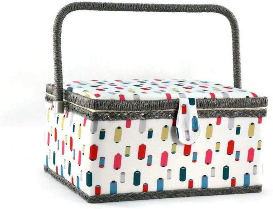 Sewing Basket with Colorful Spools Design - Sewing Kit Storage Box with ...