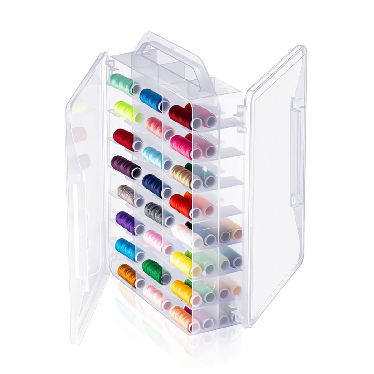 Sewing Box Organizer Double Sided Thread Box Storage Clear Plastic ...