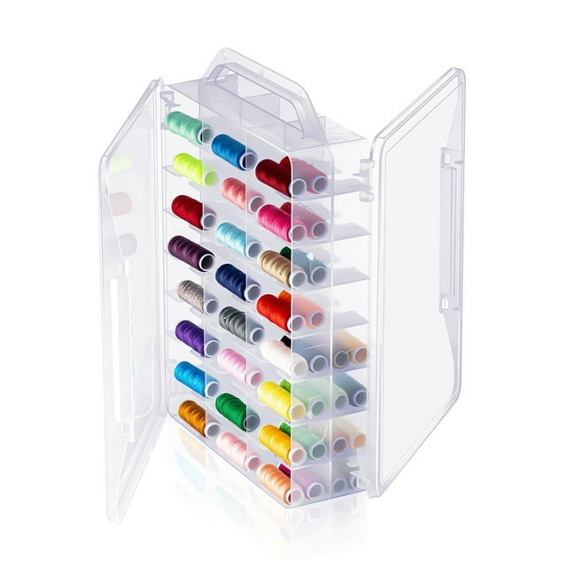 Sewing Box Organizer Double Sided Thread Box Storage Clear Plastic ...