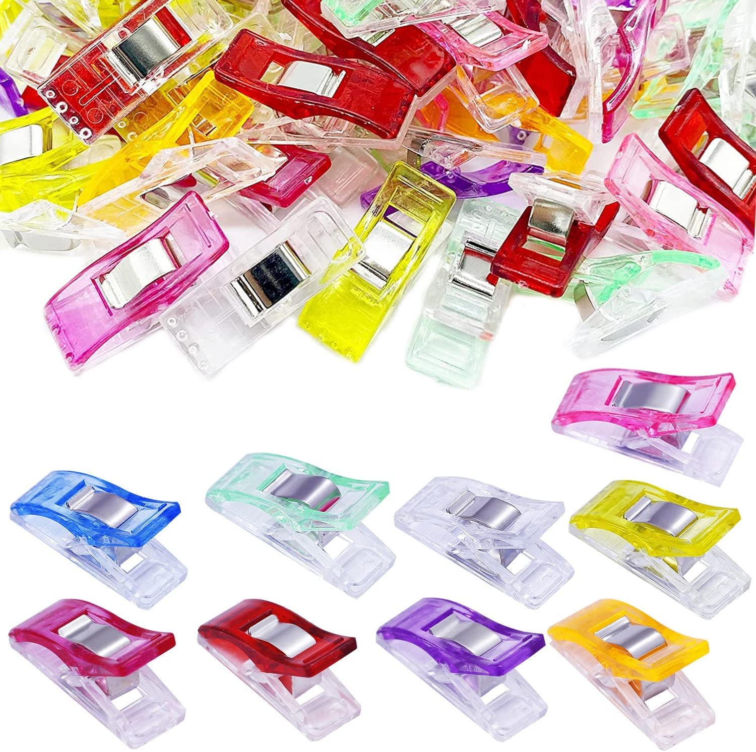 "Wanaany Sewing Clips, Plastic Quilting Clips, 50 PCS, 9 Colors, 1.06 ...