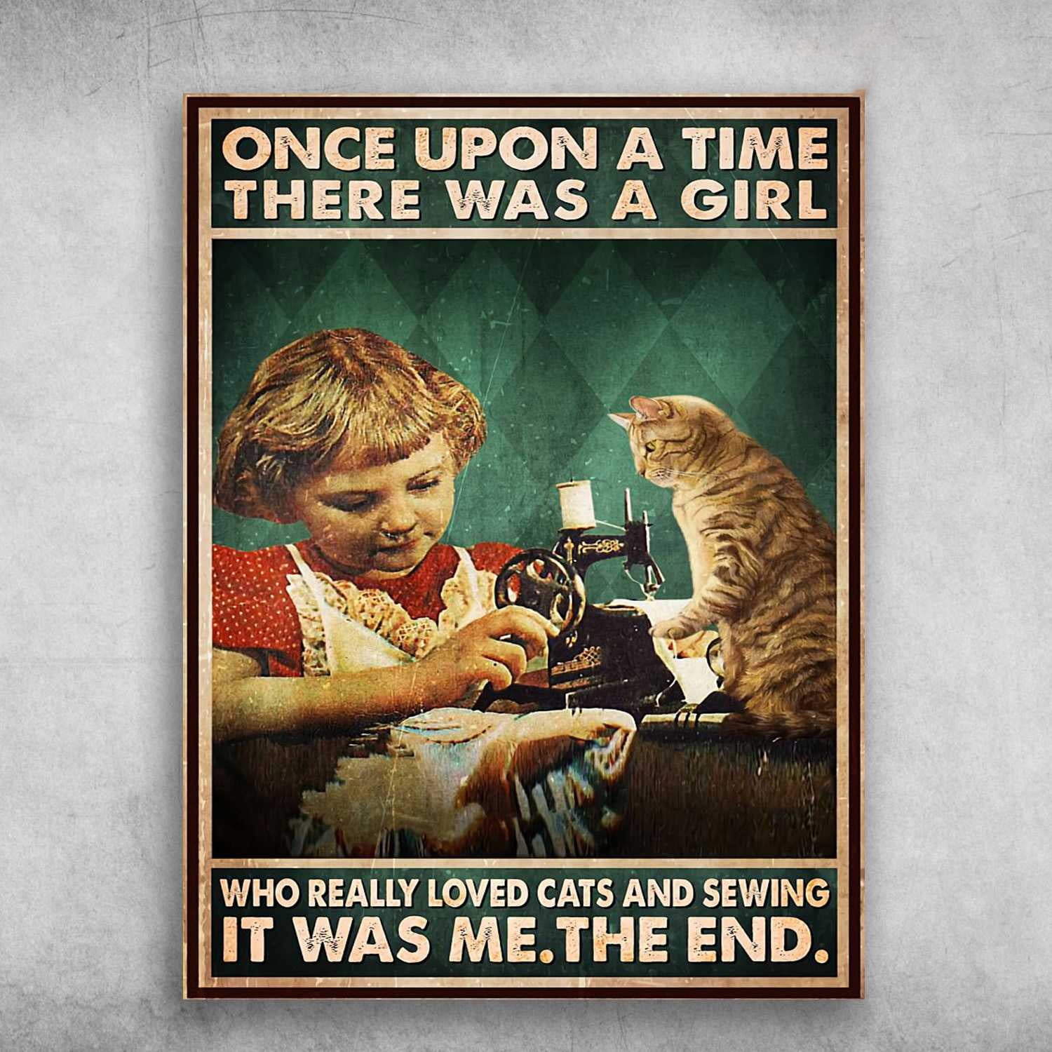 Sewing Girl, Sewing With Cat - Once Upon A Time, There Was A Girl, Who ...