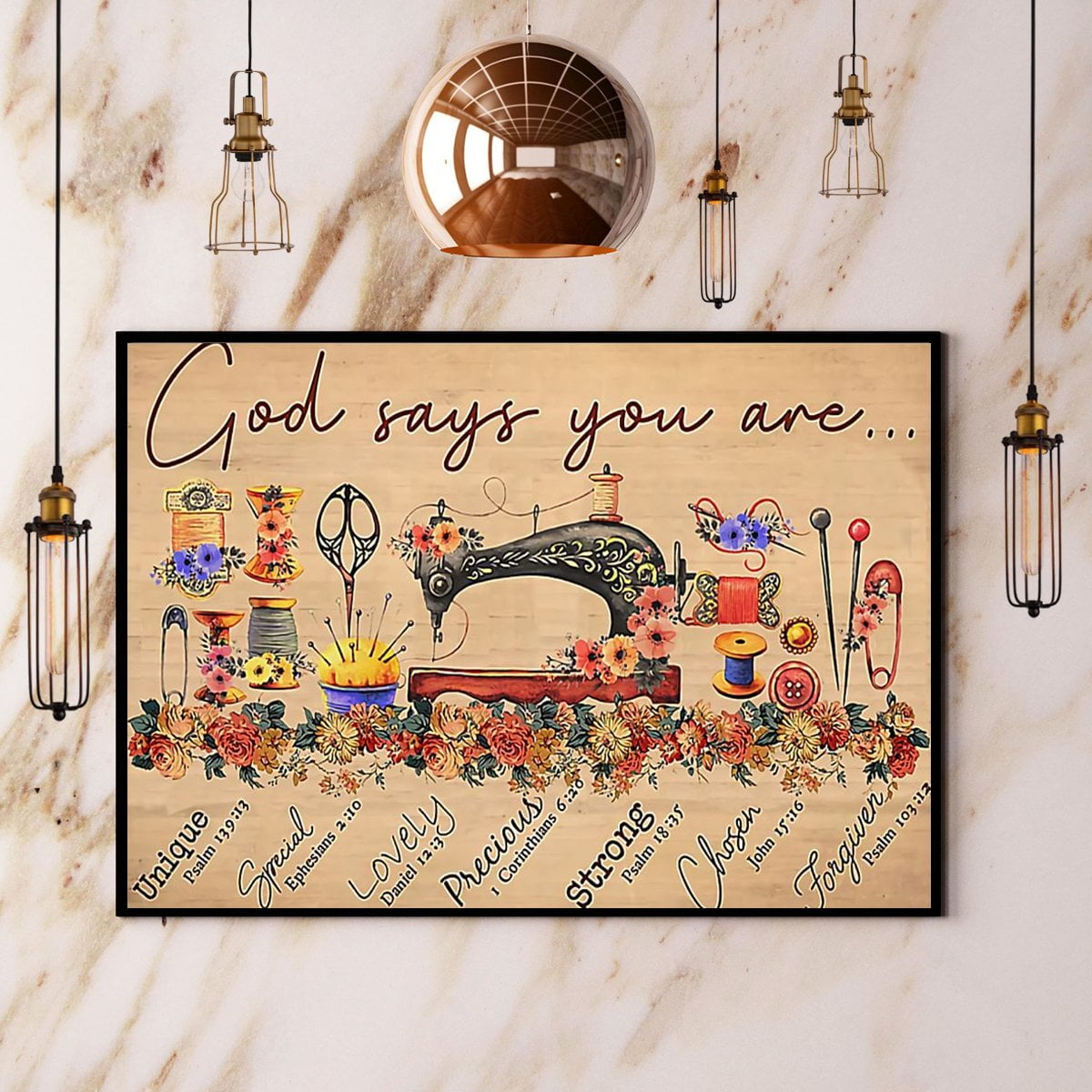 Sewing God Says You Are Paper Poster No Frame Matte Wall Art Decor 24 x ...