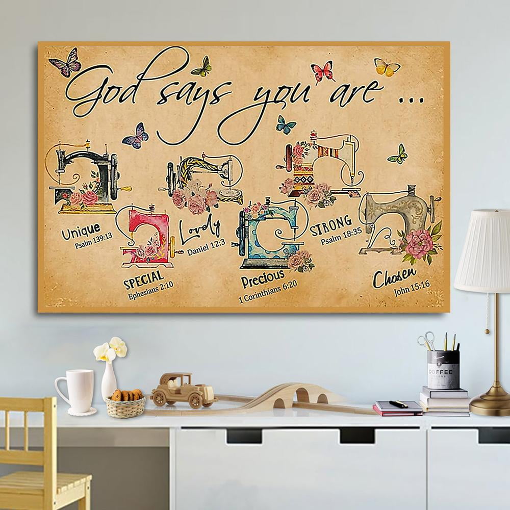 Sewing God Says You Are Strong Butterfly Paper Poster No Frame Matte ...